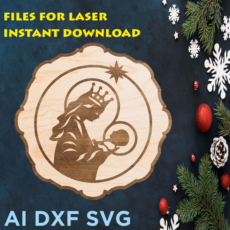 Christmas Plate SVG Laser Cut, Scroll Saw, Fret Saw, Cricut and ...