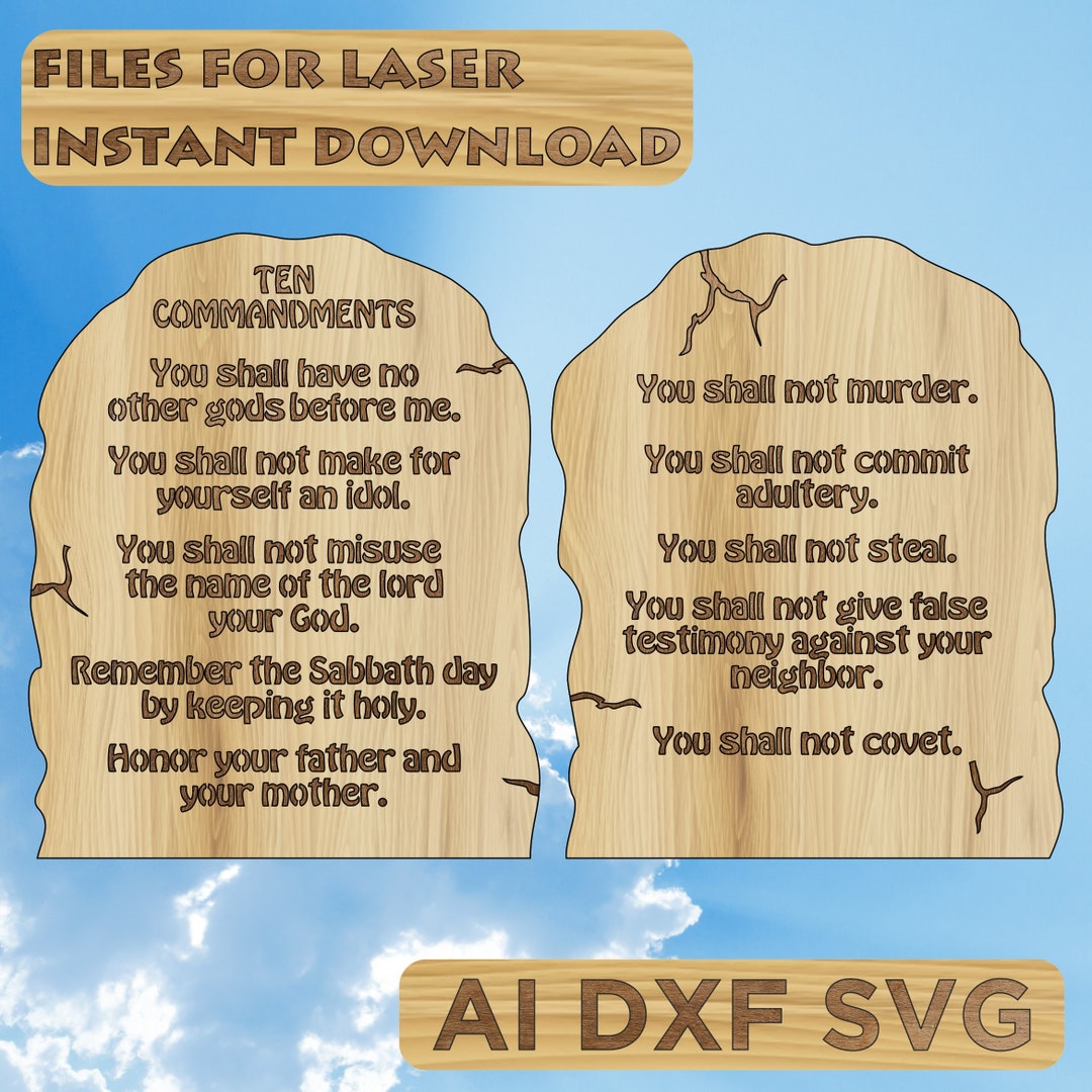 The Ten Commandments Religion SVG Laser Cut, Scroll Saw, Fret Saw ...