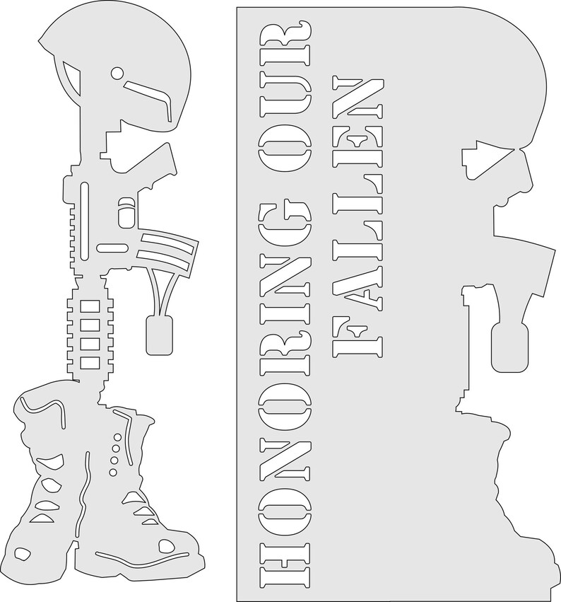Fallen Soldier Battle Cross Military SVG Laser Cut, Scroll Saw, Fret ...