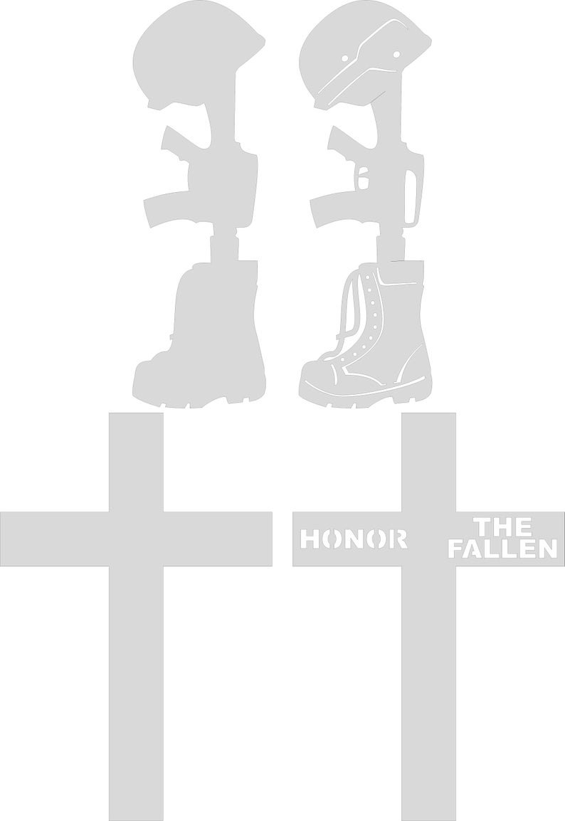 Fallen Soldier Cross Military SVG Laser Cut, Scroll Saw, Fret Saw ...