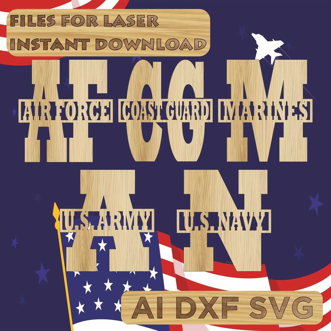 Military Letters Military SVG Laser Cut, Scroll Saw, Fret Saw, Cricut ...
