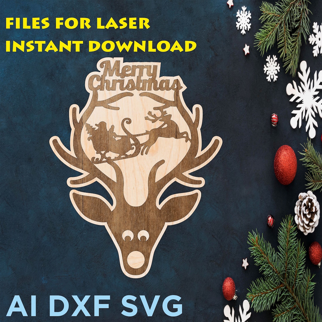Decoración de renos navideños SVG Corte láser sierra de - Etsy España