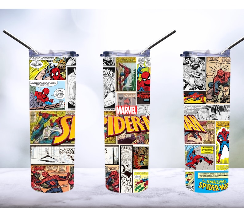 Spider Man Comic Tumbler Sublimation Png Marvel - Etsy