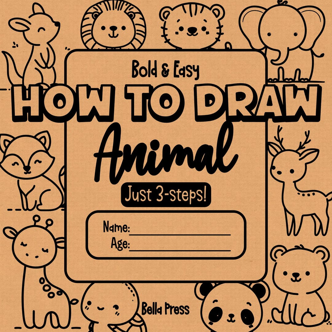 How to Draw 50 Cute Animals Bold and Easy 3 Steps Learn to Draw - Etsy