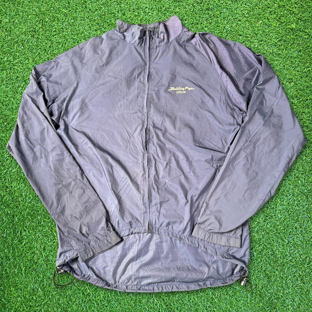 Distressed A Bathing Ape Windbreaker Blue Cycles Thin Jacket Medium ...