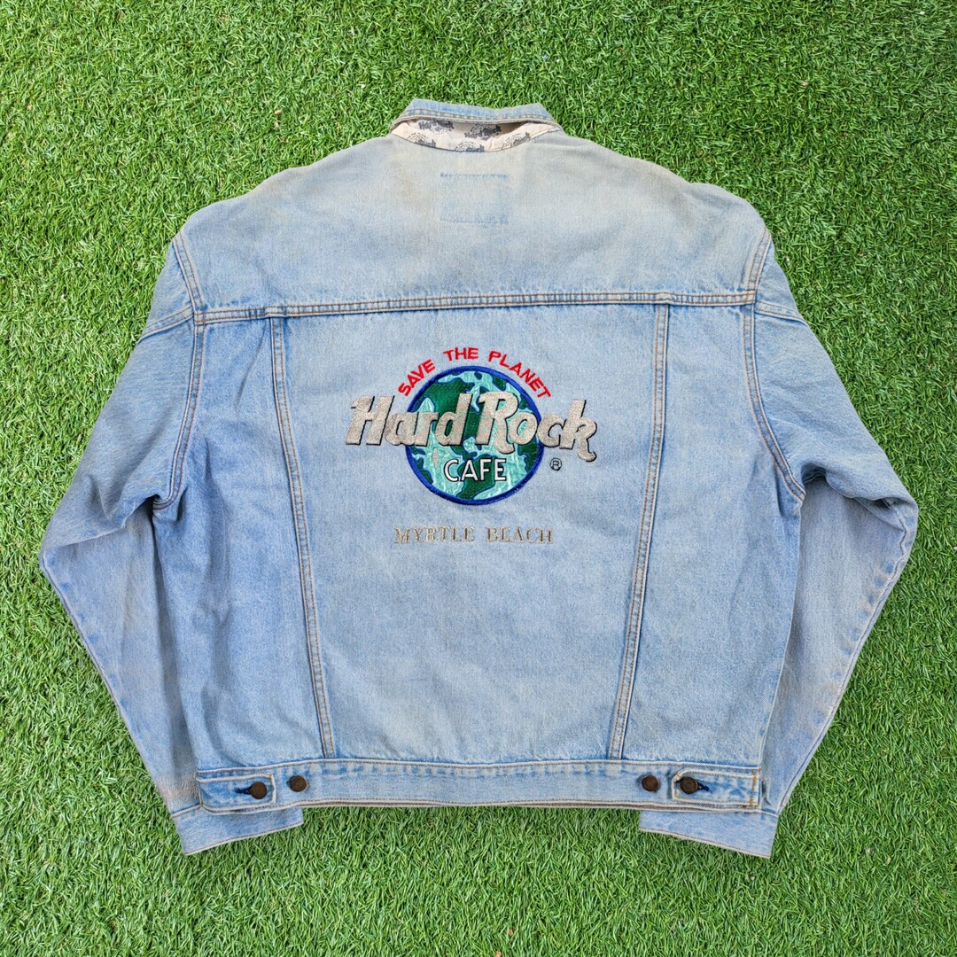 90s Distressed Hard Rock Cafe Myrtle Beach Denim Jacket Back Hit ...