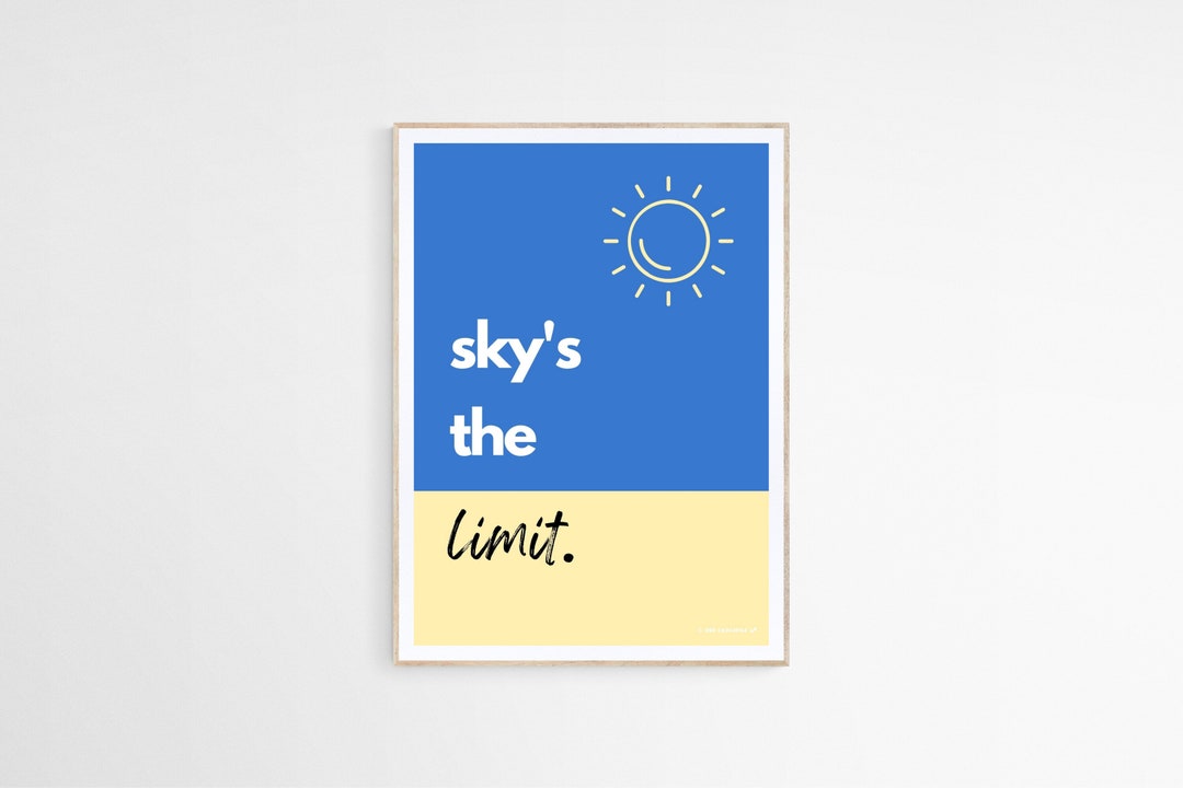 Skys the Limit Motivational Printable Wall Art Inspirational Quote ...