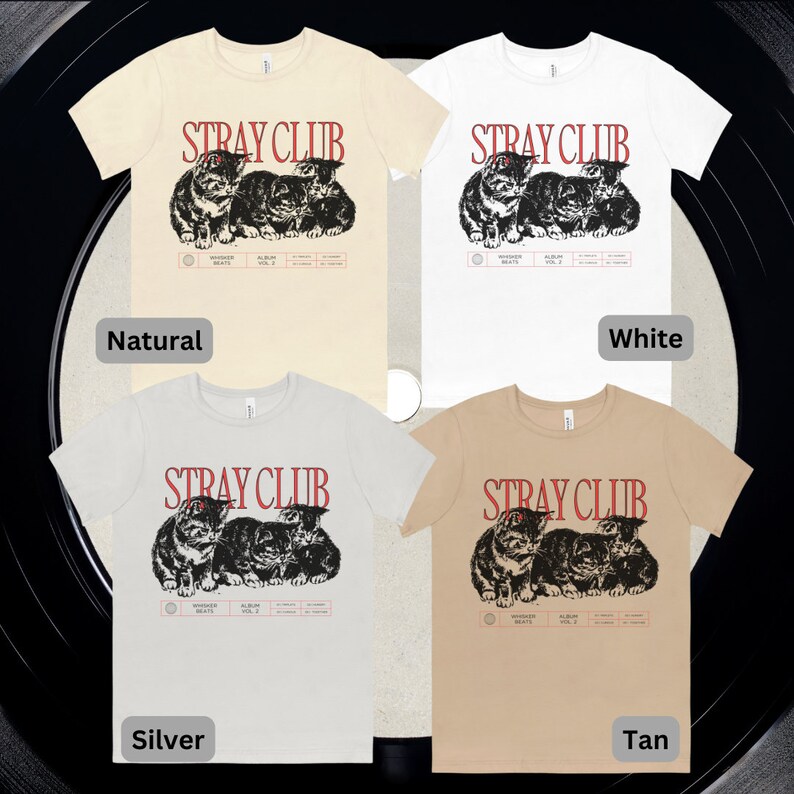 Stray Club 80s Retro Minimal Record Album Cover Logo T-shirt, Vintage ...