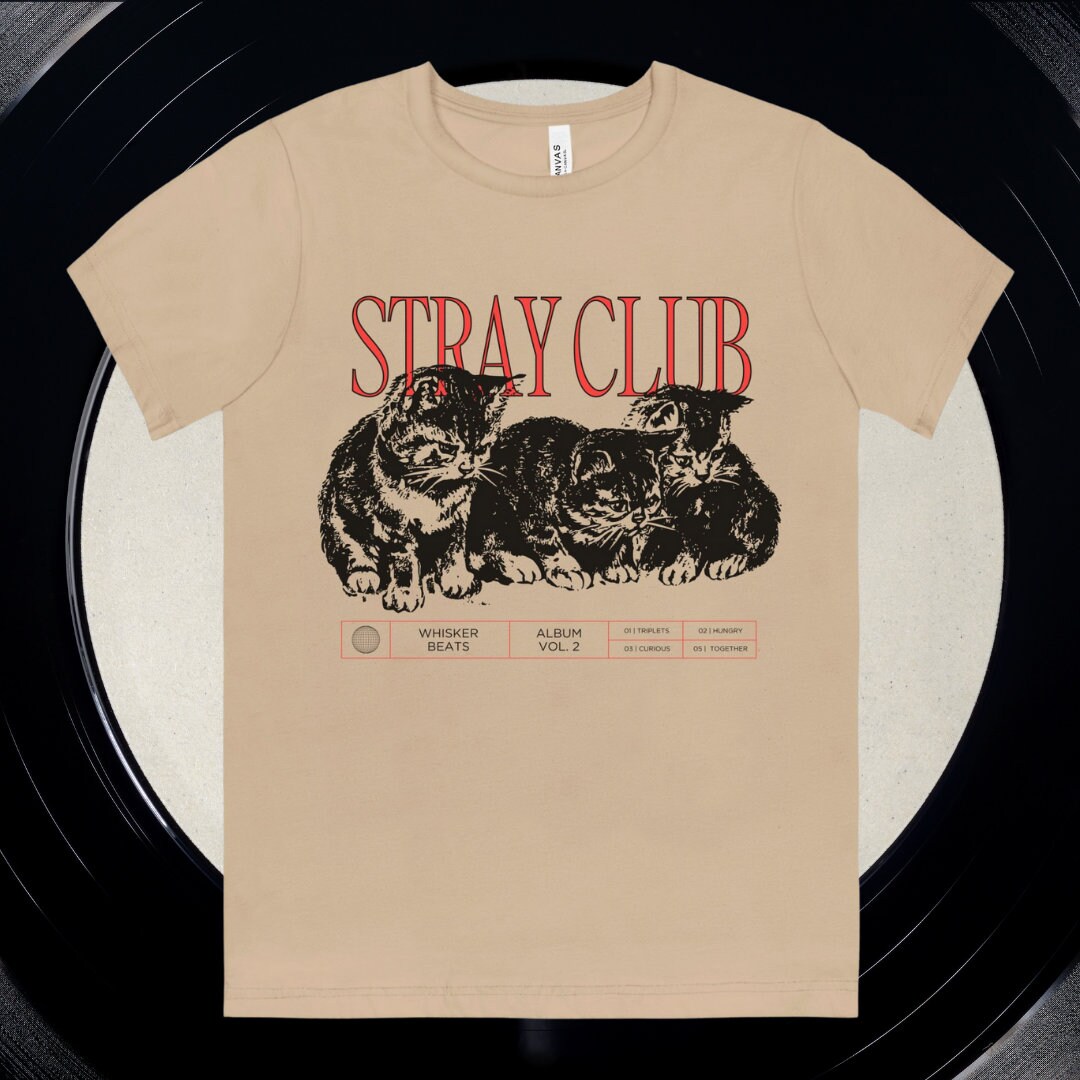 Stray Club 80s Retro Minimal Record Album Cover Logo T-shirt, Vintage ...