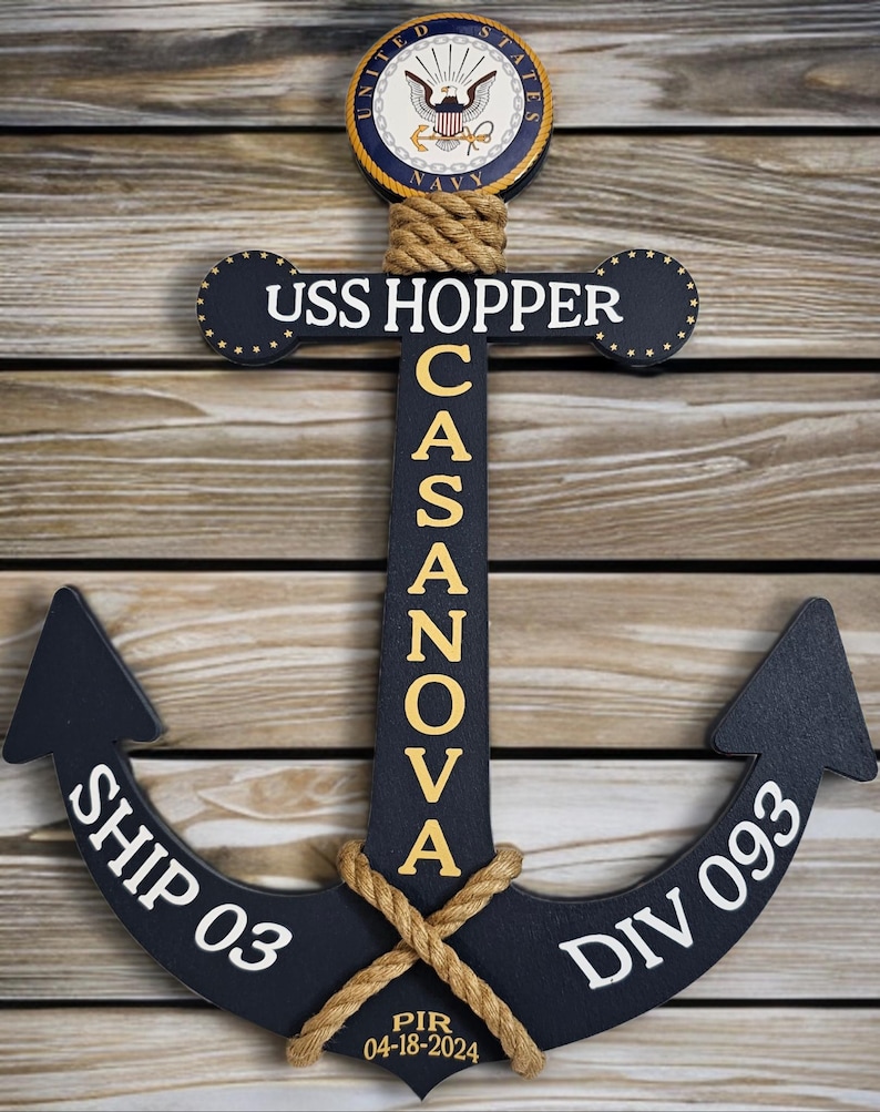 Personalized Navy Graduation Anchor: PIR Sailor Gift, Bootcamp, Gold ...