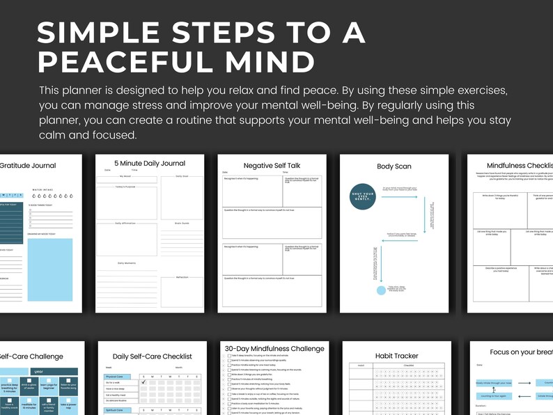 Mental Health Planner Printable Calm Your Mind Journal Digital ...
