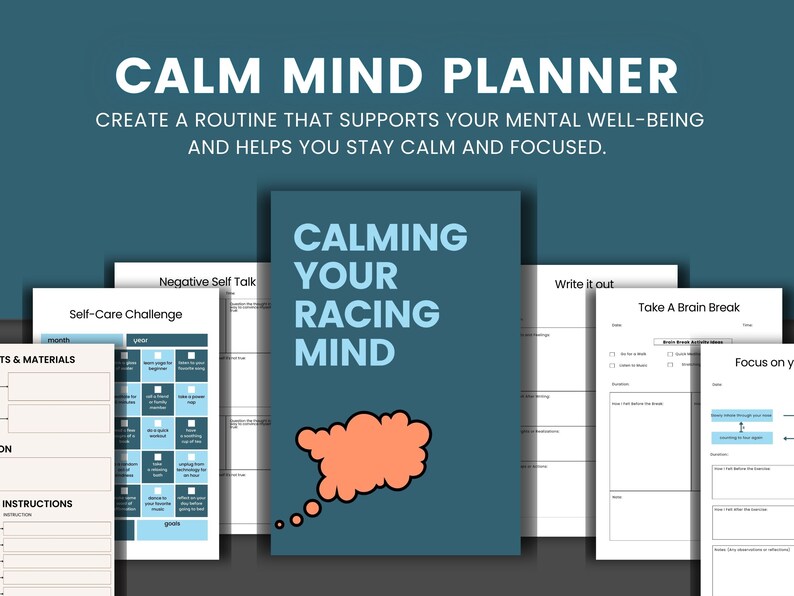 Mental Health Planner Printable Calm Your Mind Journal Digital ...