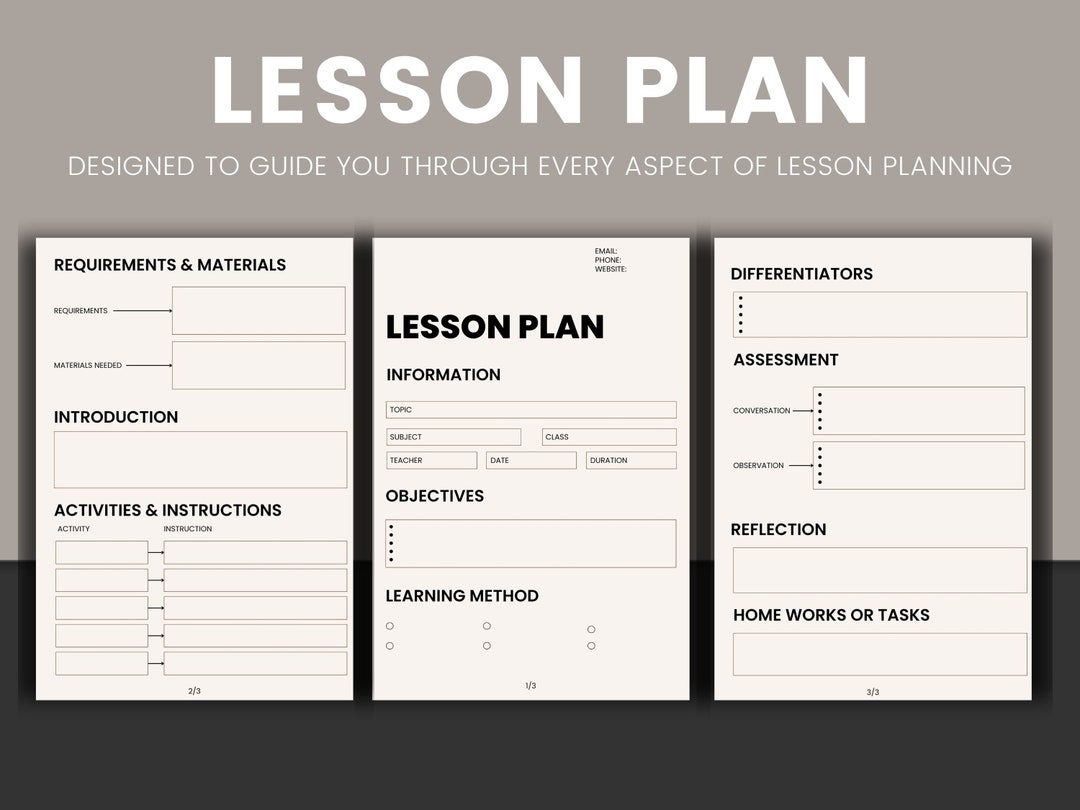 Lesson Plan Printable Canva Editable Template Lesson Planner School ...