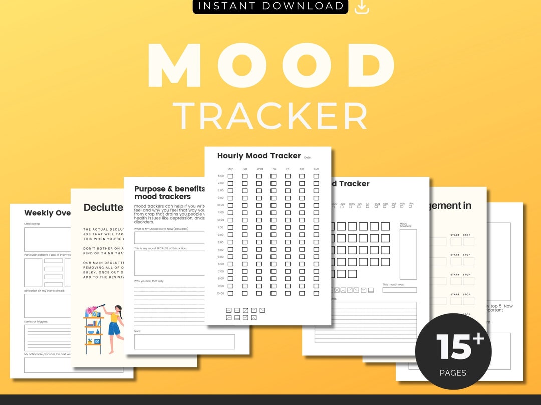 Mood Tracker A4 Printable Grounding Planner Full Month Mood Tracker ...