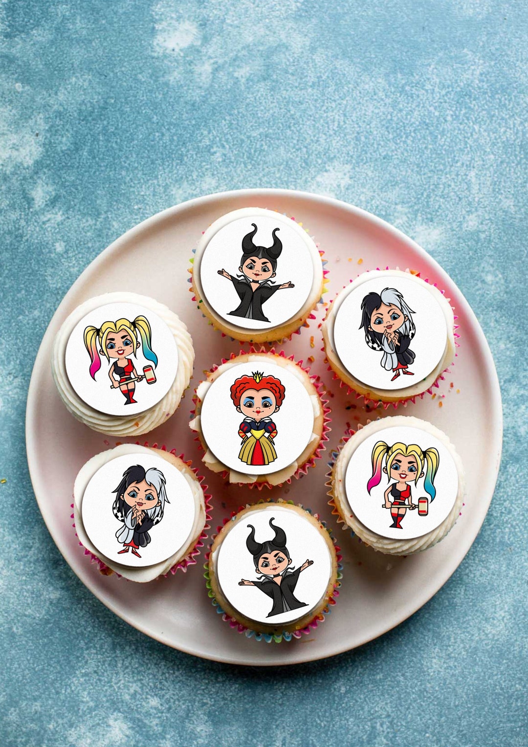 Edible Villain Girls Cupcake Toppers | Pre-cut Icing Sheet | 15 X 5cm ...