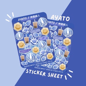 Ayato Kamisato Waterproof Matte Sticker Sheet Genshin Impact Series - Etsy