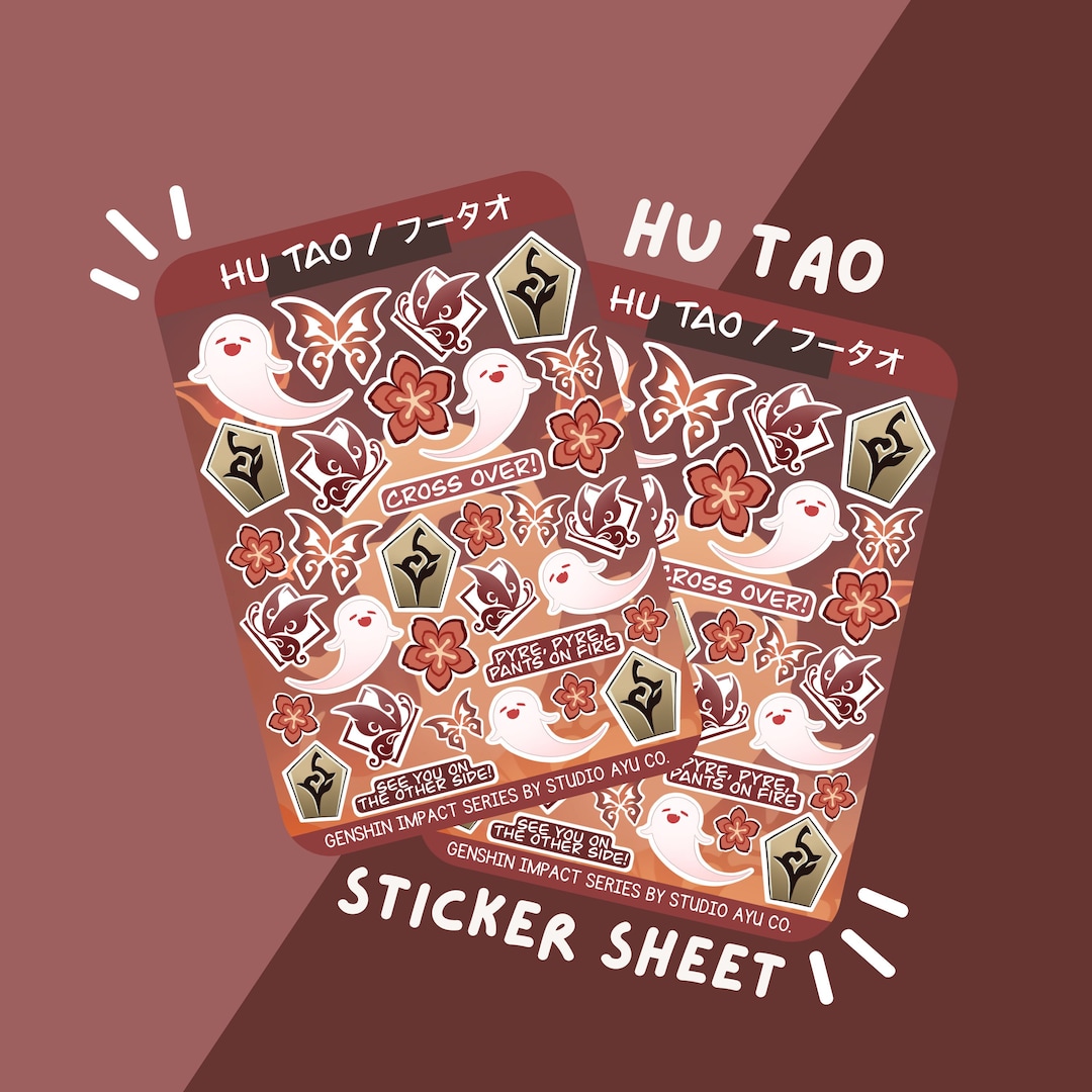 Hu Tao Waterproof Matte Sticker Sheet Genshin Impact Series - Etsy