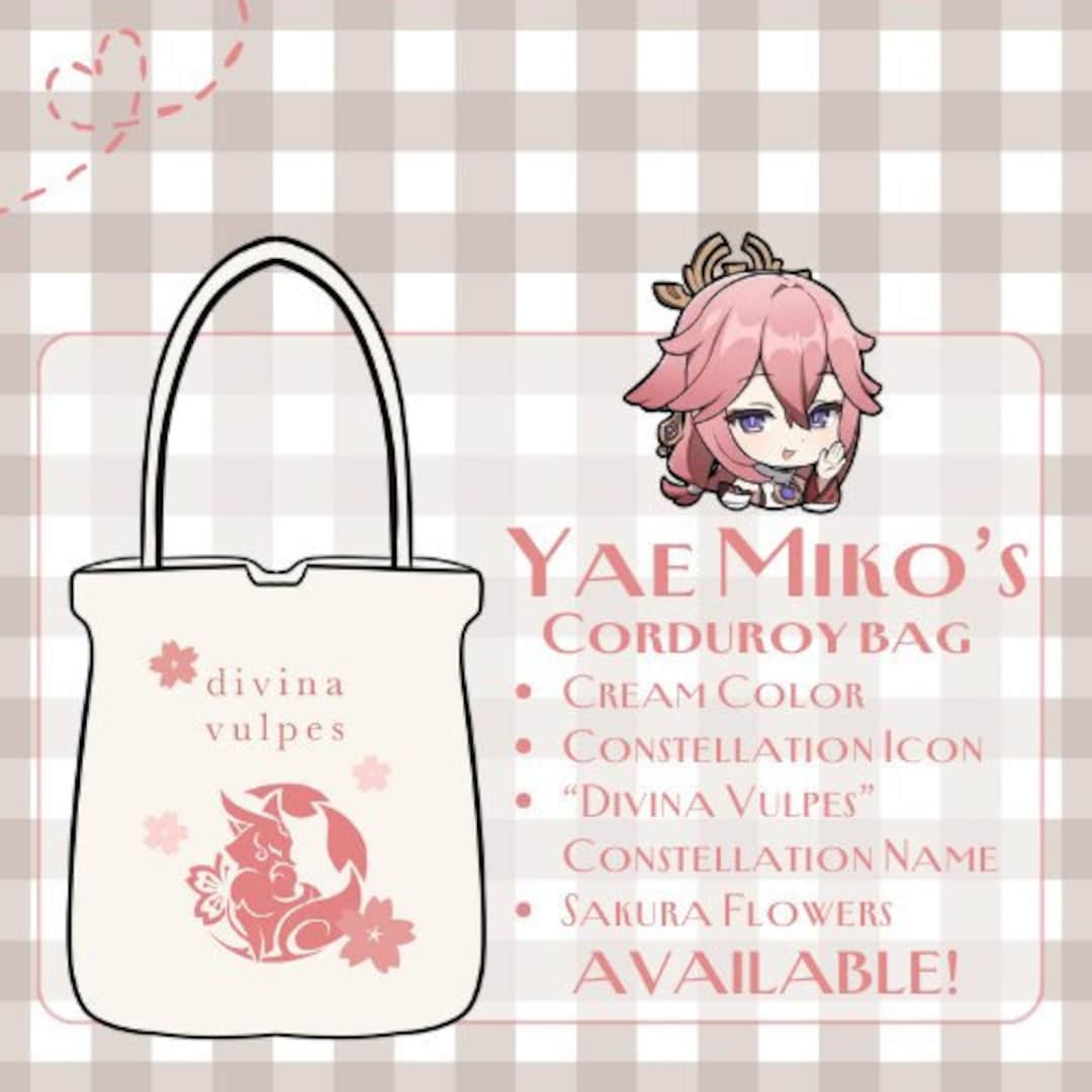 Yae Miko Corduroy Tote Bag - Modern AU Genshin Impact Series - Etsy