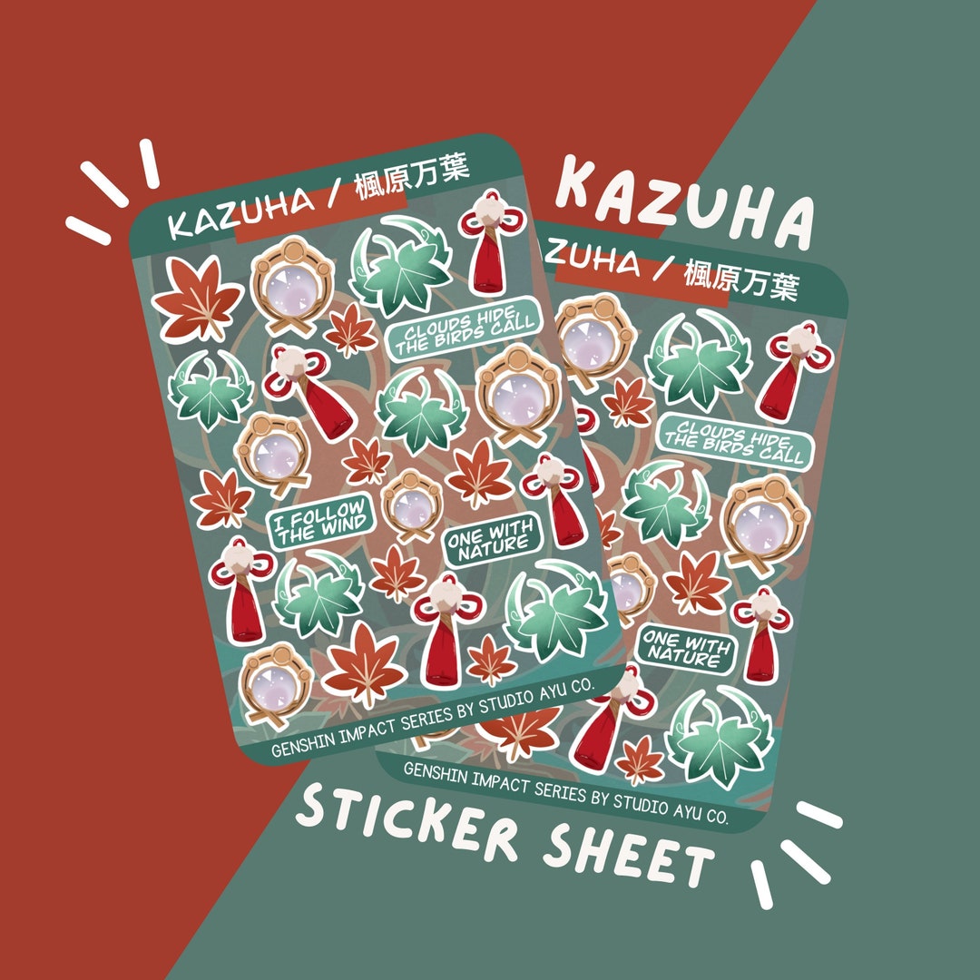 Kazuha Waterproof Matte Sticker Sheet Genshin Impact Series - Etsy