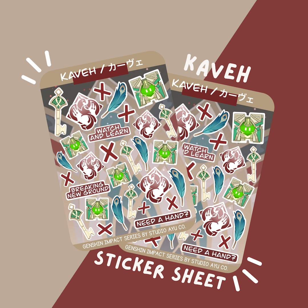 Kaveh Waterproof Matte Sticker Sheet - Genshin Impact Series - Etsy