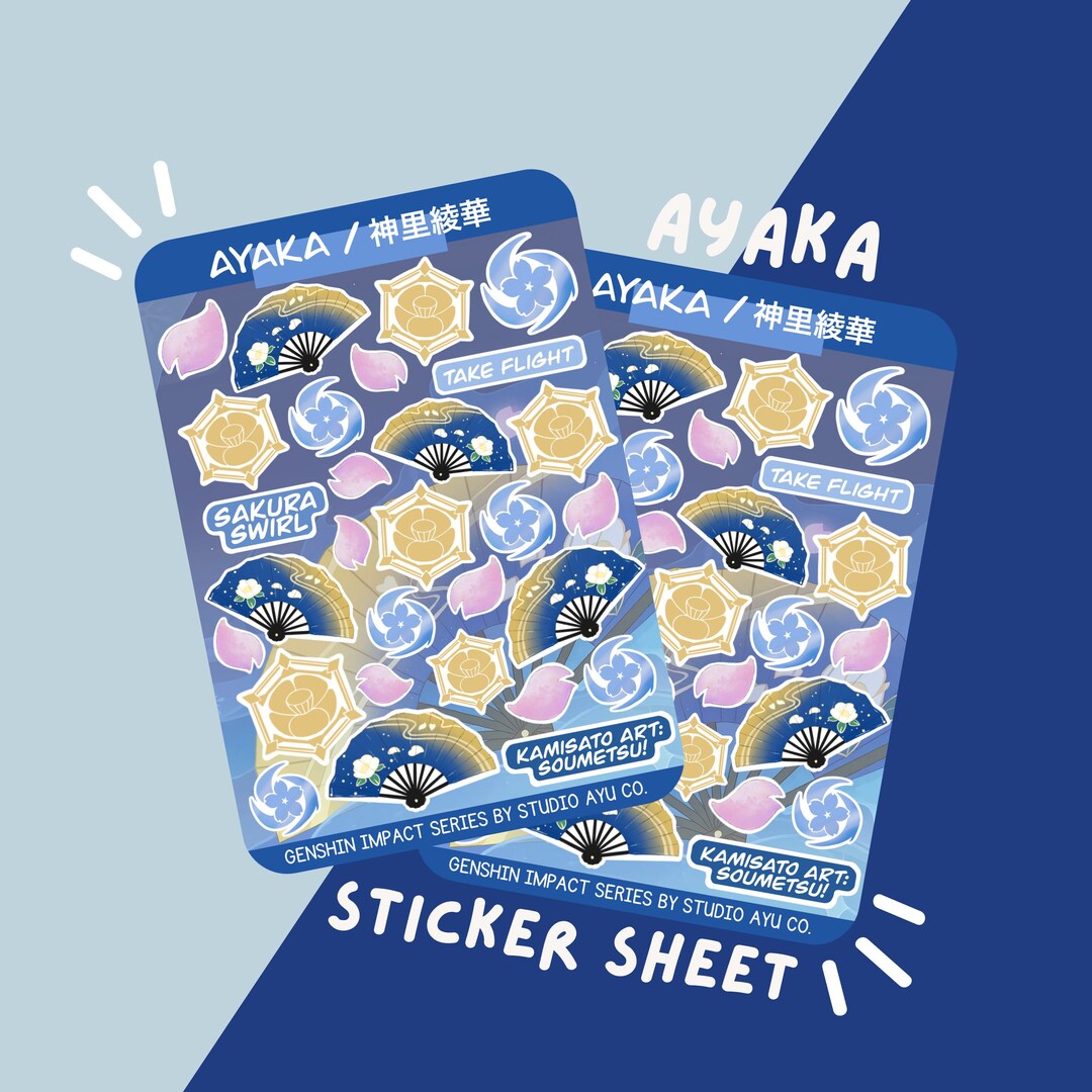 Ayaka Kamisato Waterproof Matte Sticker Sheet - Genshin Impact Series ...