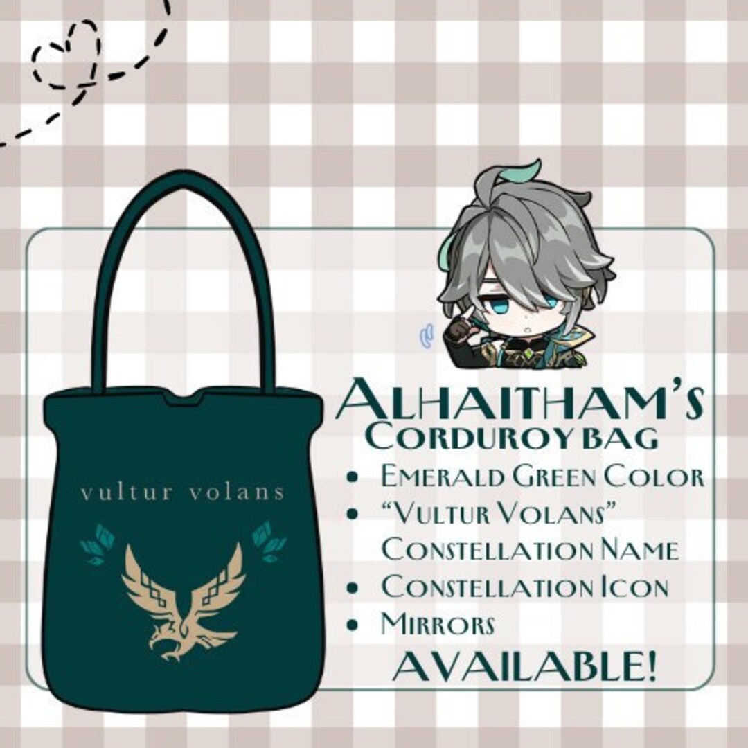 Alhaitham Corduroy Tote Bag - Modern AU Genshin Impact Series - Etsy