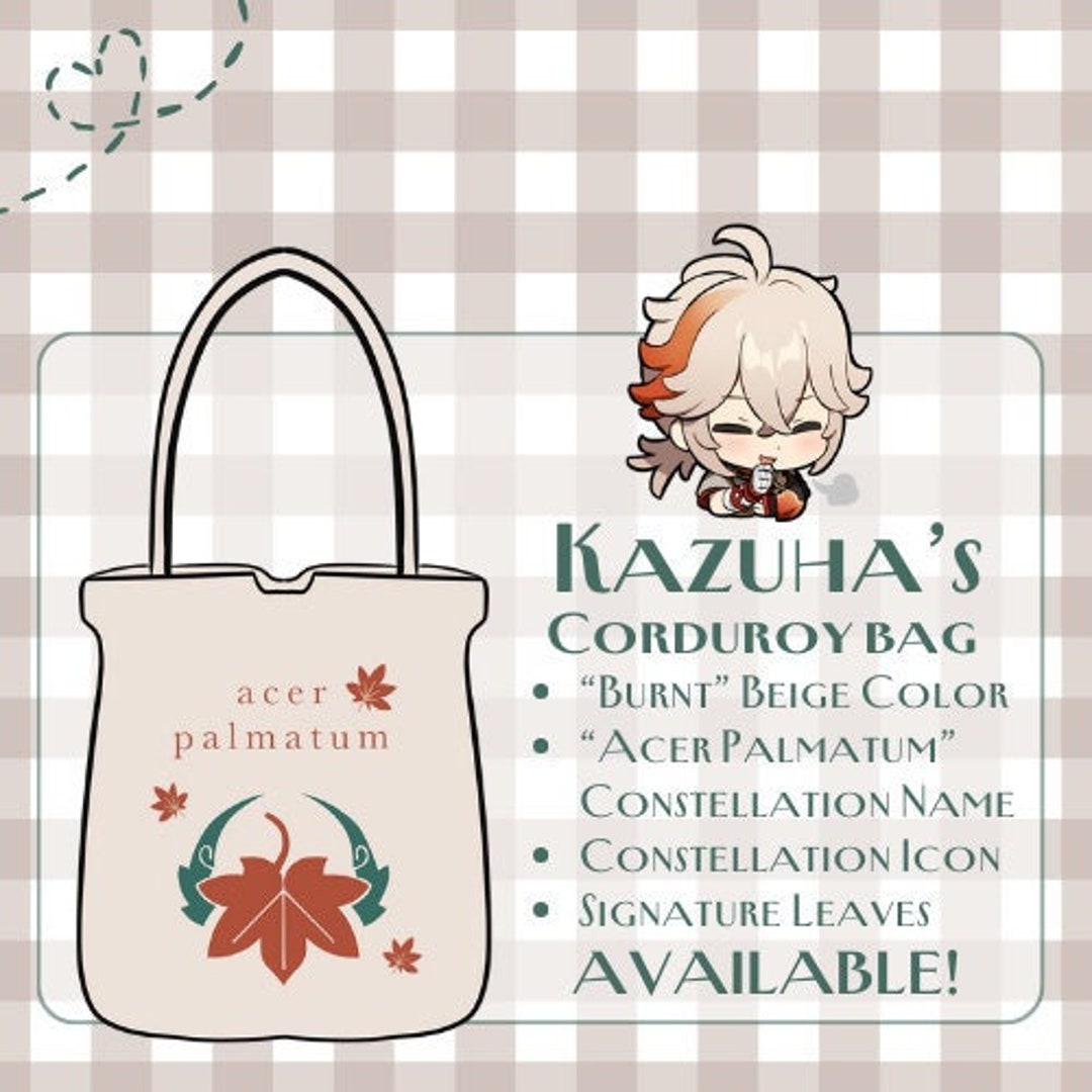Kazuha Corduroy Tote Bag - Modern AU Genshin Impact Series - Etsy