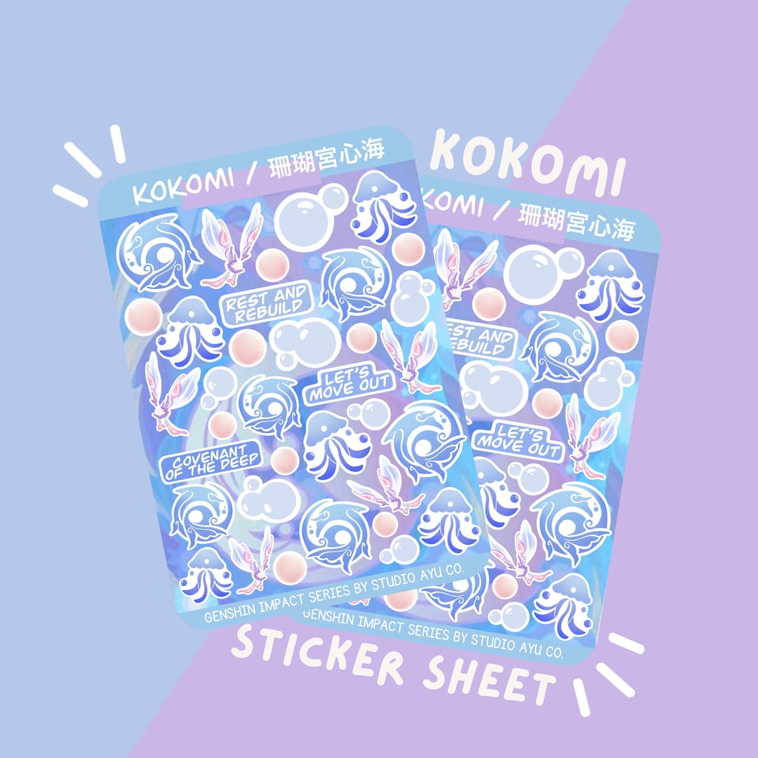 Kokomi Waterproof Matte Sticker Sheet - Genshin Impact Series - Etsy