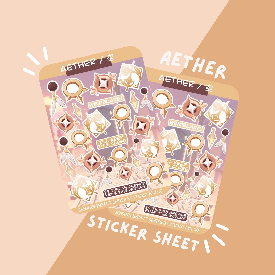 Aether Waterproof Matte Sticker Sheet Genshin Impact Series - Etsy
