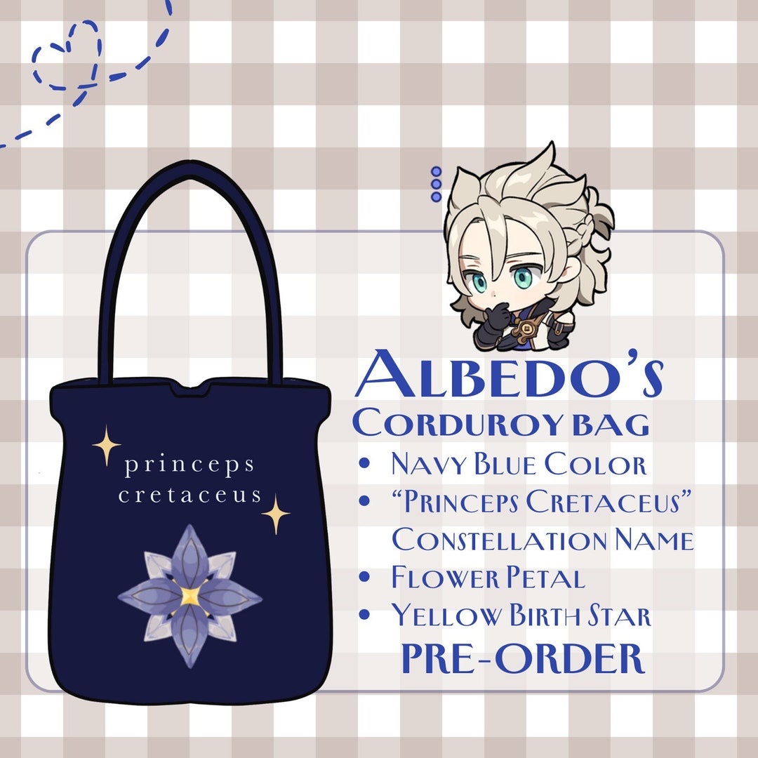 Albedo Corduroy Tote Bag PREORDER Modern AU Genshin Impact Series - Etsy