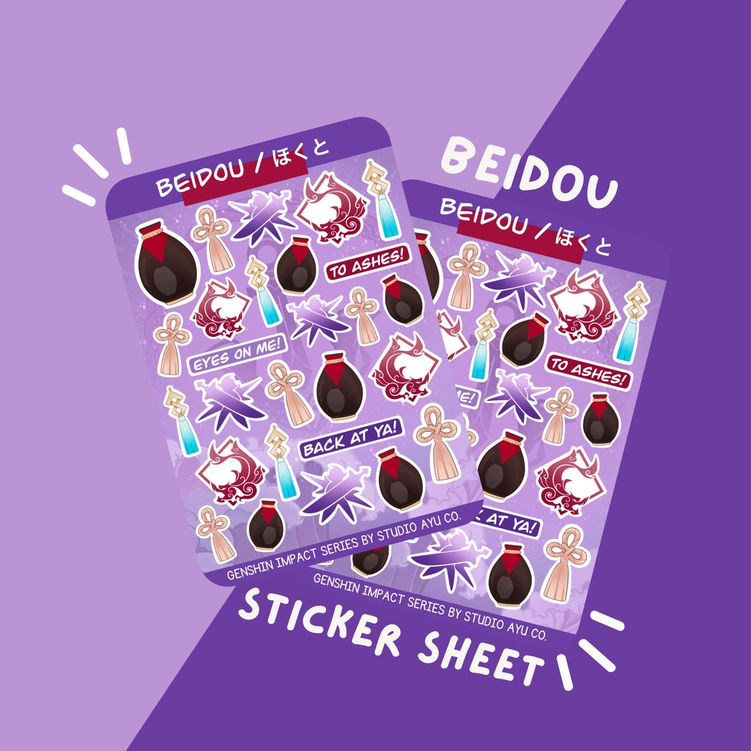 Beidou Waterproof Matte Sticker Sheet - Genshin Impact Series - Etsy