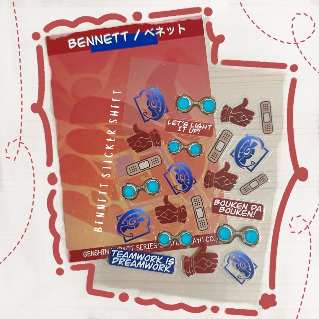 Bennett Waterproof Transparent Sticker Sheet - Genshin Impact Series - Etsy