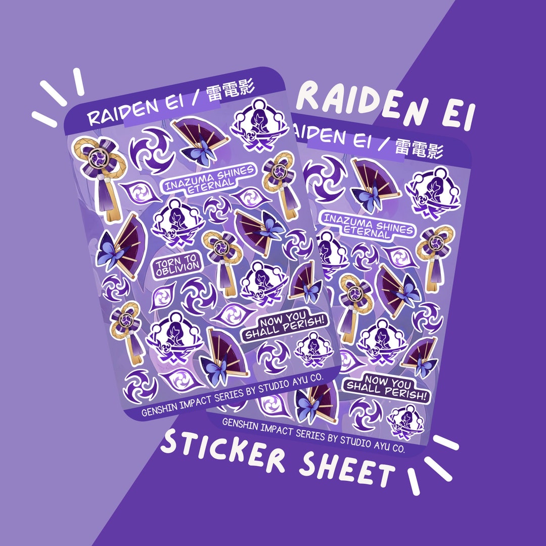 Raiden Shogun Ei Waterproof Matte Sticker Sheet - Genshin Impact Series ...