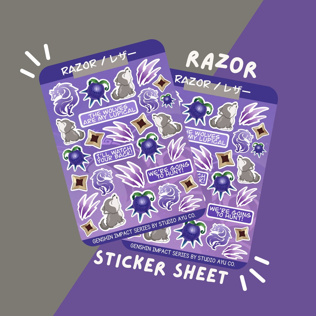 Razor Waterproof Matte Sticker Sheet - Genshin Impact Series - Etsy