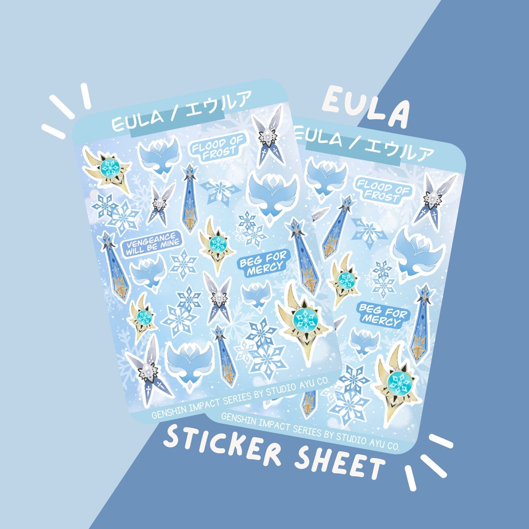 Eula Waterproof Matte Sticker Sheet - Genshin Impact Series - Etsy