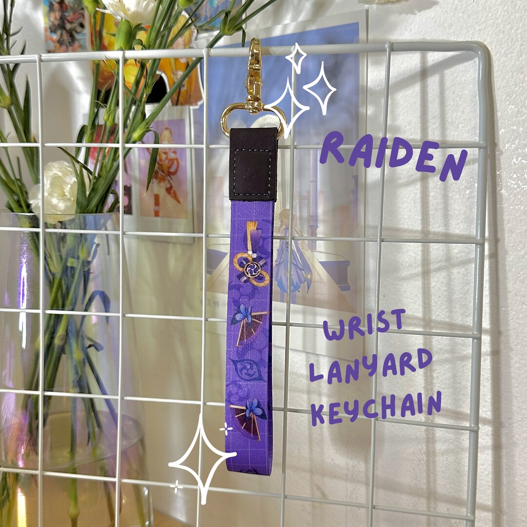 Raiden Shogun Ei Wrist Lanyard Keychain Leather Genshin Impact Series ...