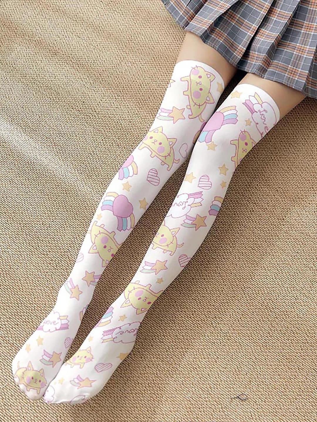 Cute Anime Cartoon Rabbit Print Knee Socks Kawaii Cute Fashion Goth ...