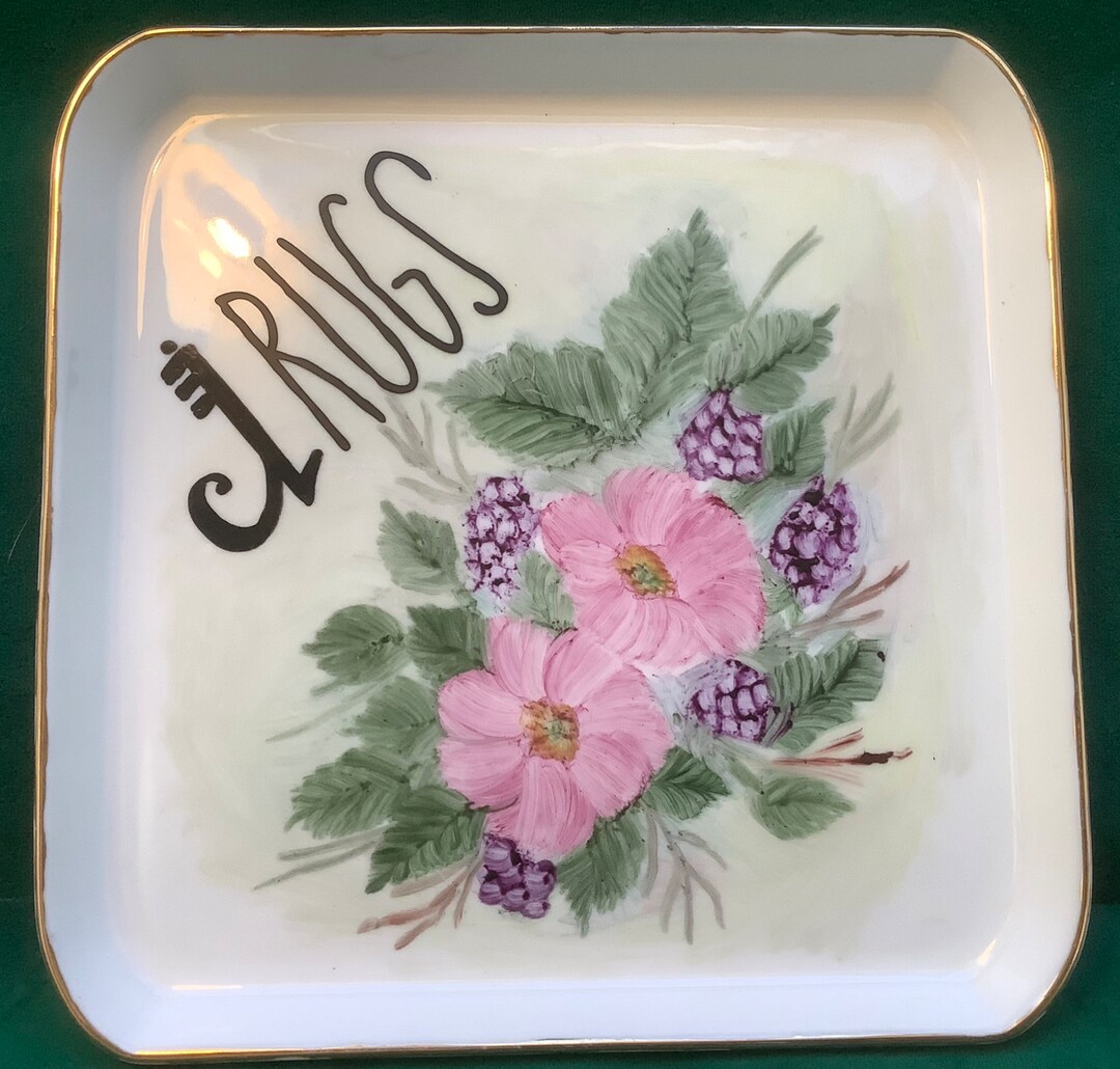 Floral DRUGS Plate From CRUDE CROCKERY One-of-a-kind Vulgar Vintage ...