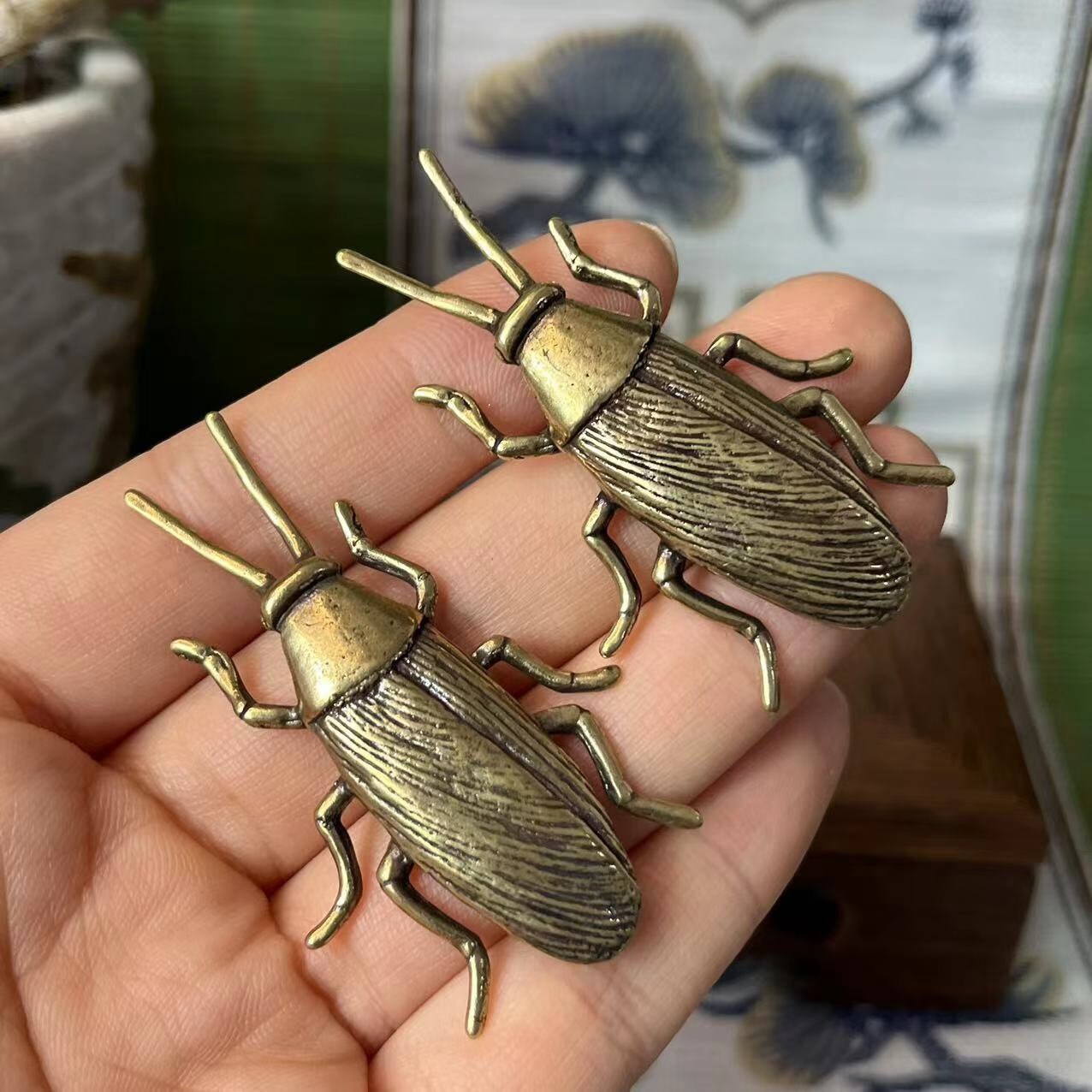Get 2 Solid Copper Cockroach Pendant Statue, Decorations Brass ...