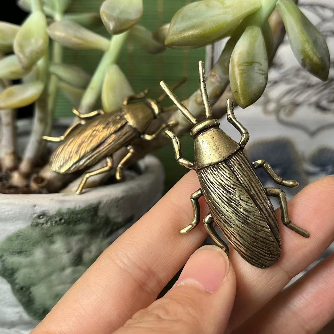 Get 2 Solid Copper Cockroach Pendant Statue, Decorations Brass ...