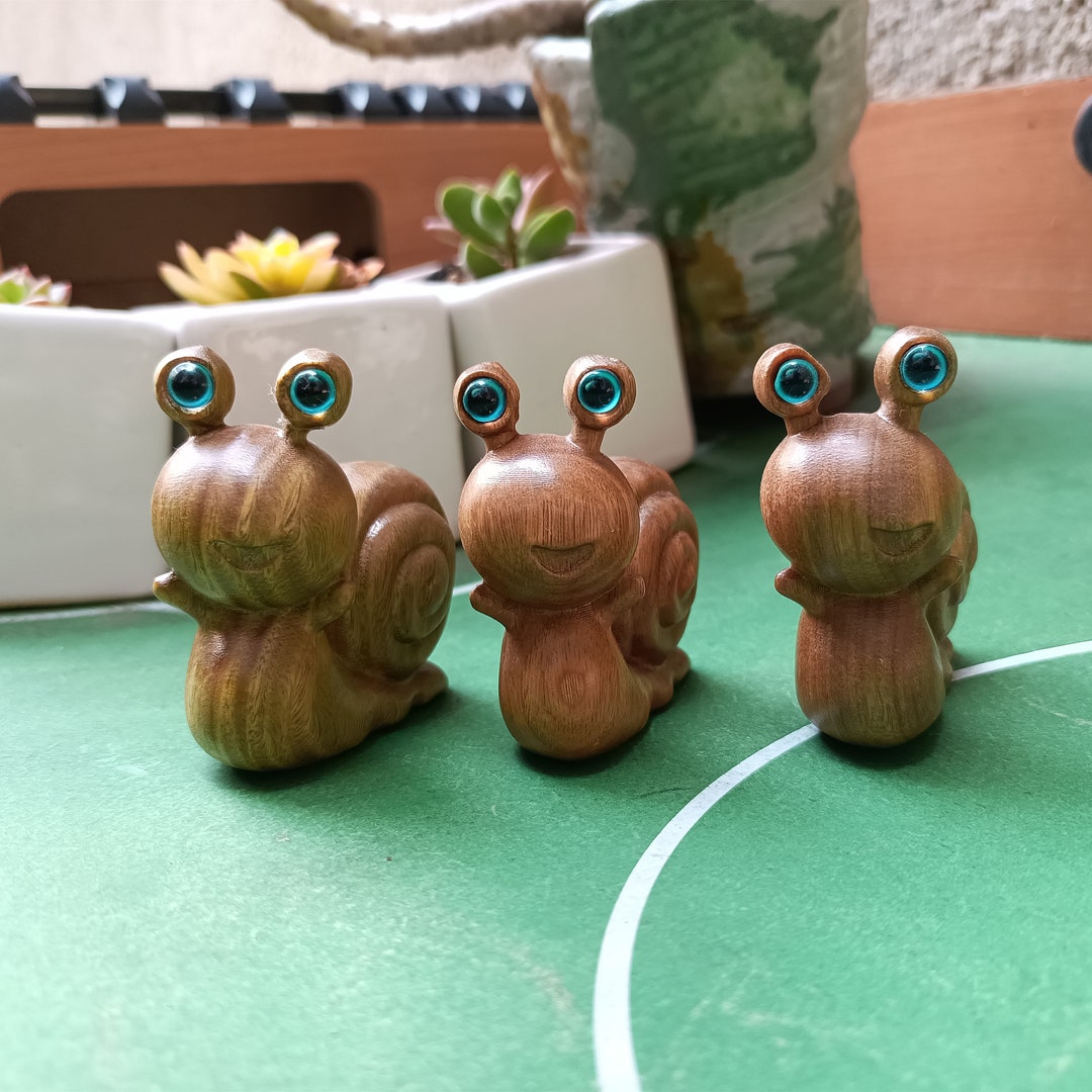 Get One Pic Natural Wood Carving Cute and Smart Smiling Snail ...