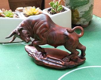 Carved Bull Wood Carving - Etsy