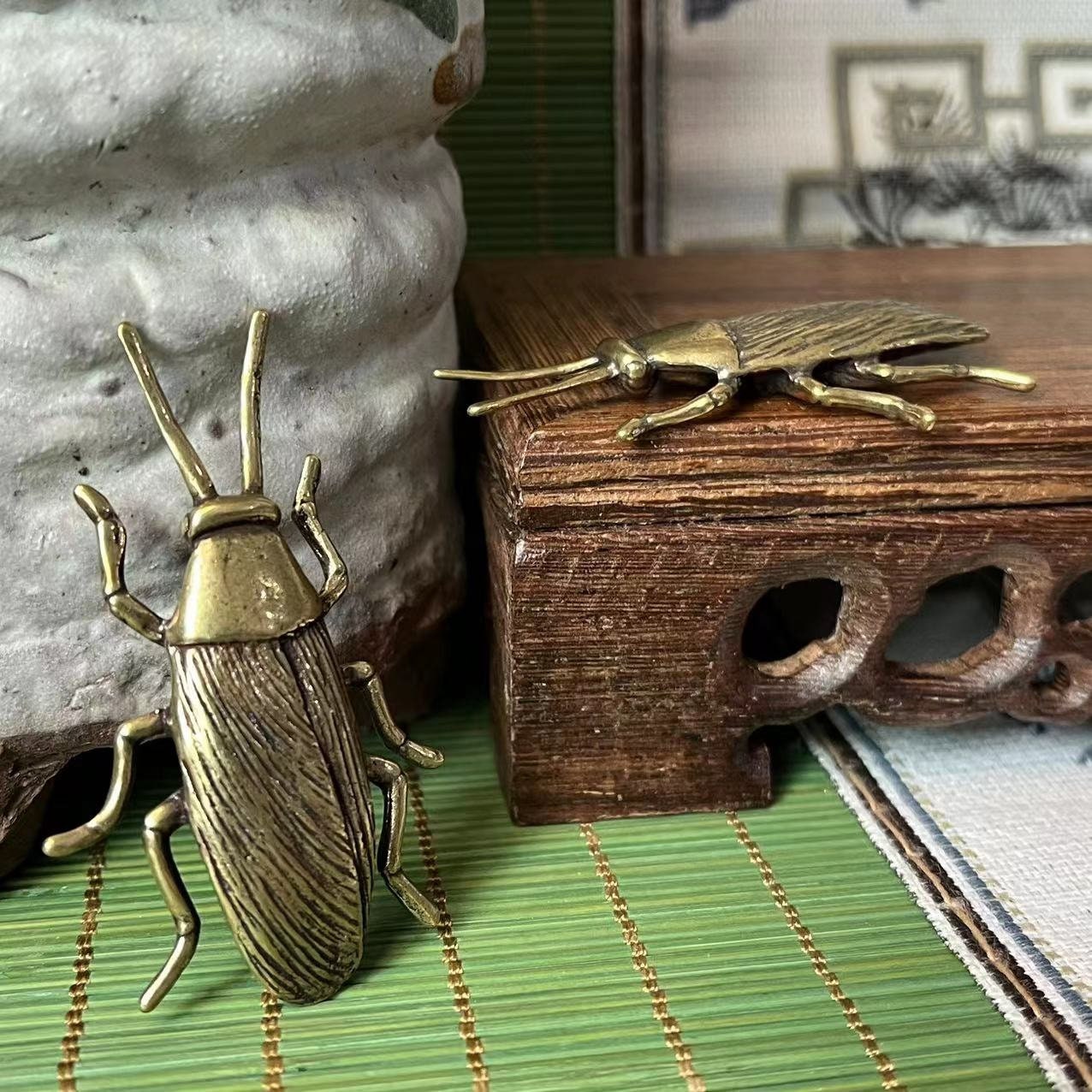 Get 2 Solid Copper Cockroach Pendant Statue, Decorations Brass ...