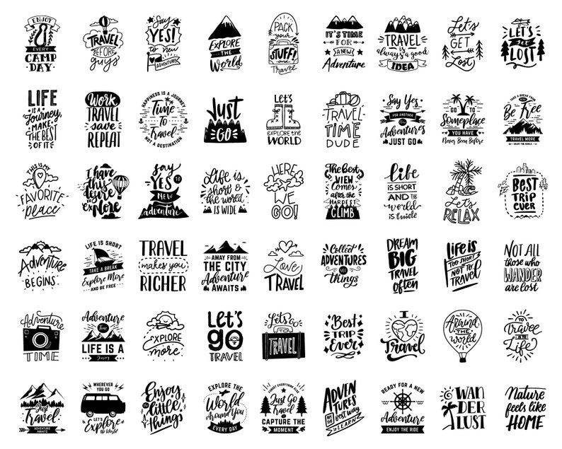 180+ Travel Quotes SVG Bundle: Hand Lettering Designs (PDF, PNG) - Etsy
