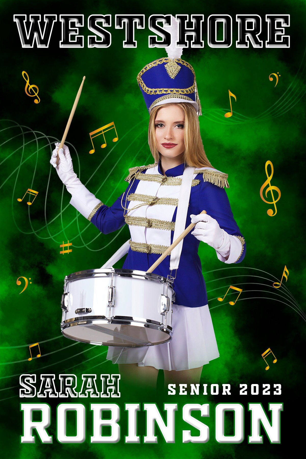School Band Photoshop Template Marching Band Poster Senior Night Cheer ...