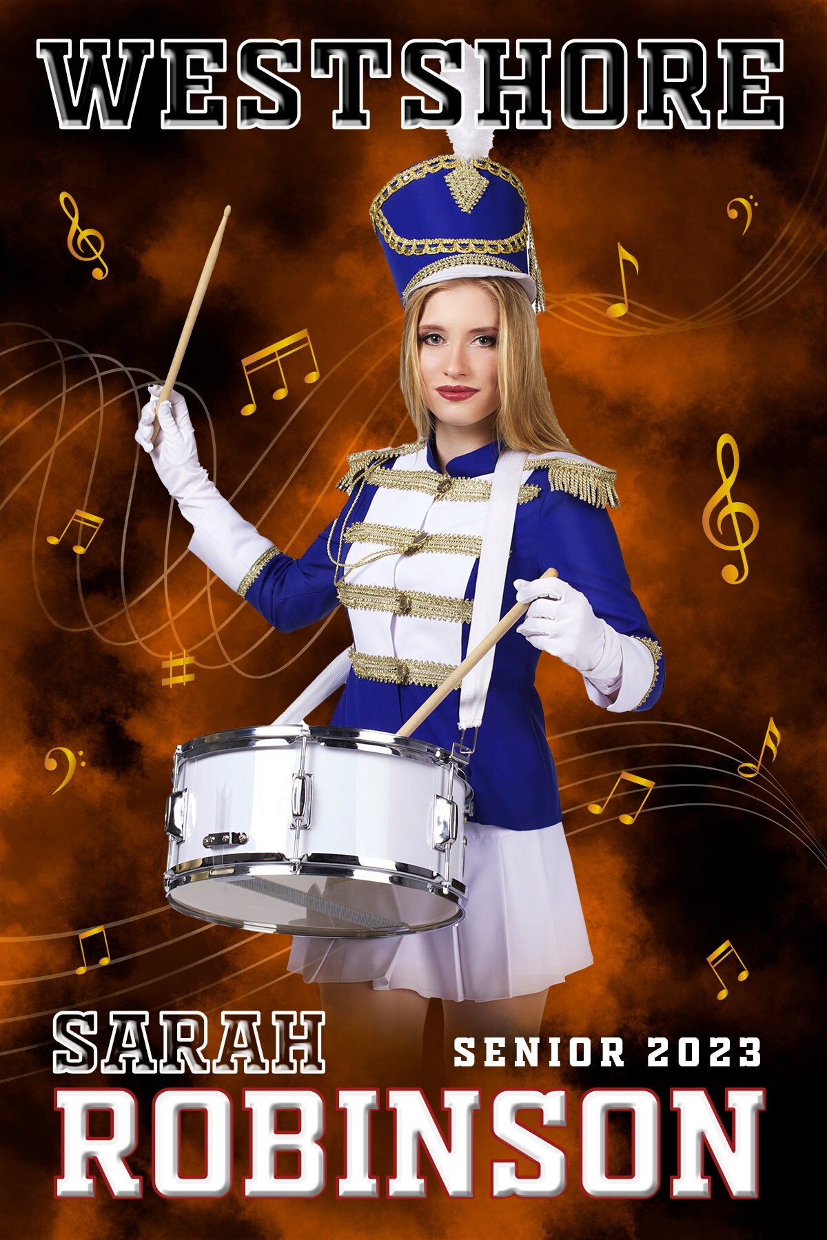 School Band Photoshop Template Marching Band Poster Senior Night Cheer ...