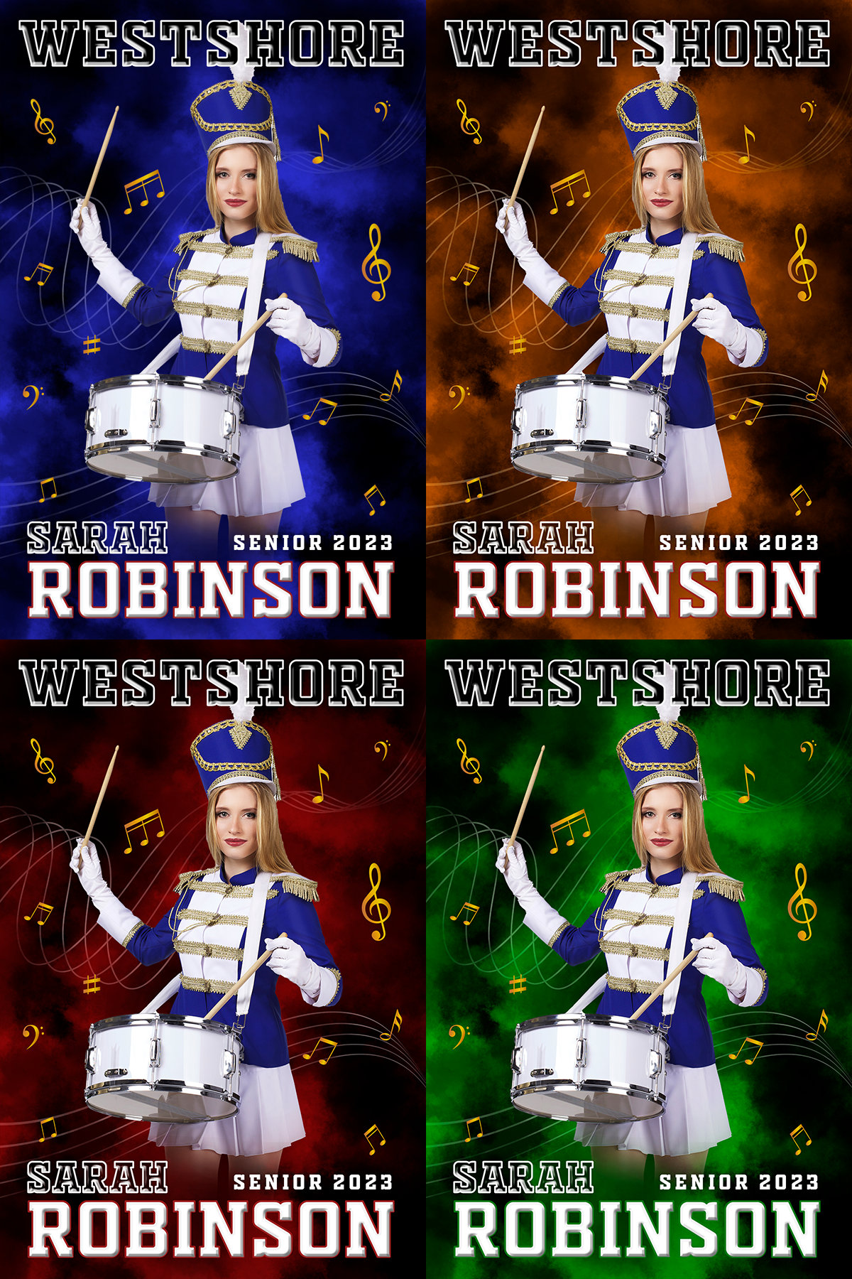 School Band Photoshop Template Marching Band Poster Senior Night Cheer ...