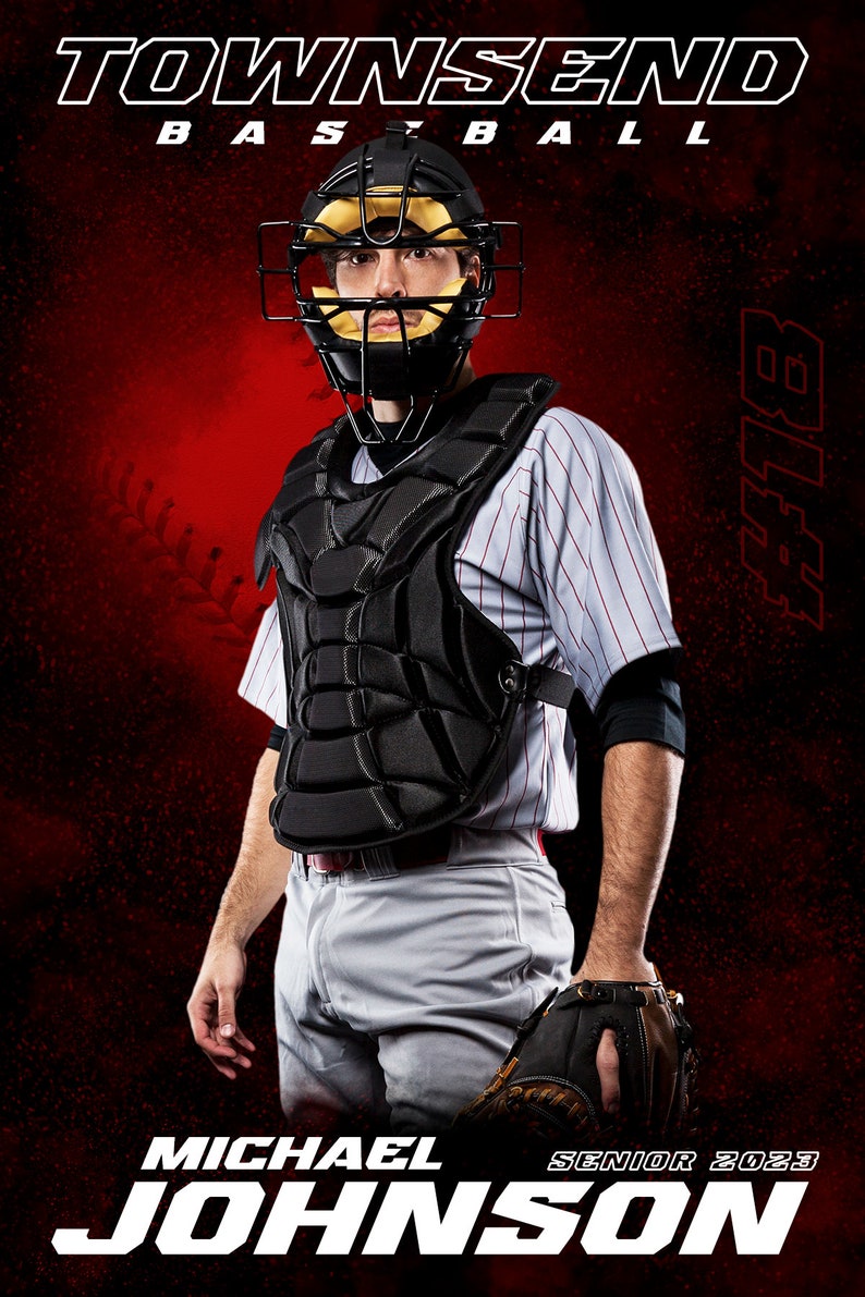 Senior Baseball Sports Poster | Digital Sports Banner | Custom Photo ...