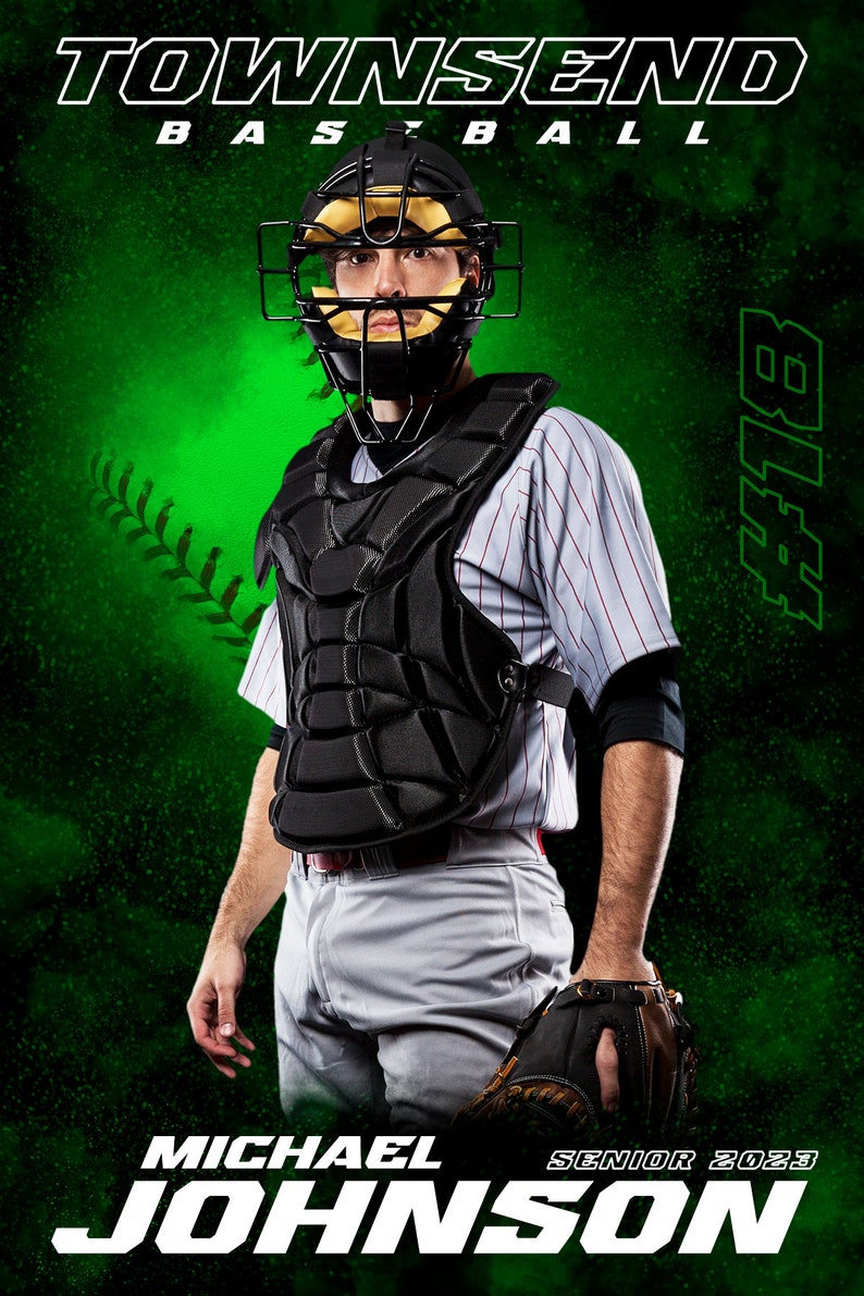 Senior Baseball Sports Poster | Digital Sports Banner | Custom Photo ...
