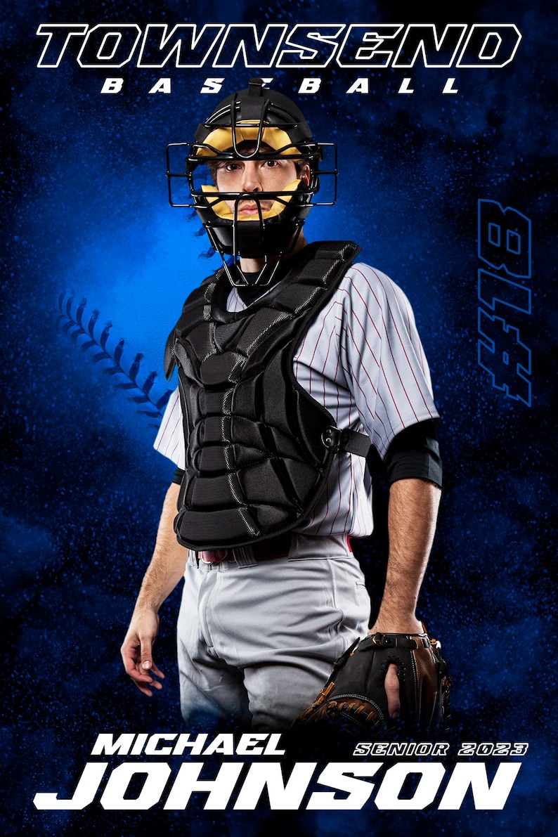 Senior Baseball Sports Poster | Digital Sports Banner | Custom Photo ...